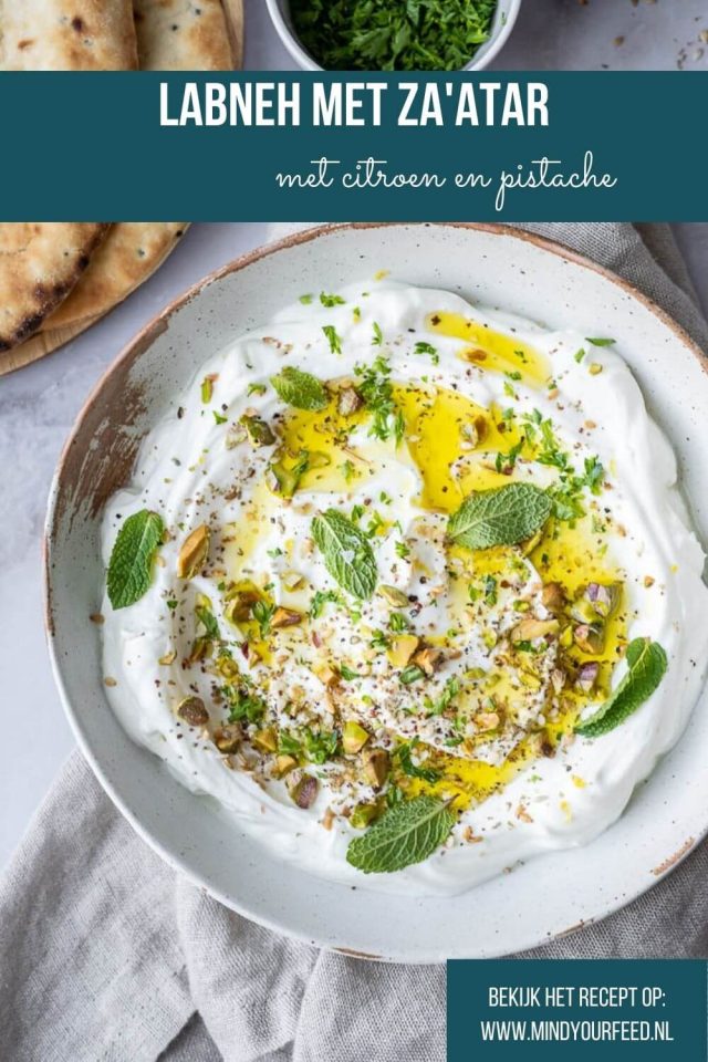Labneh met za'atar, citroen en pistache - Mind Your Feed