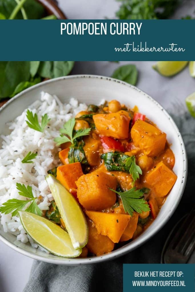 Pompoen curry met kikkererwten - Mind Your Feed