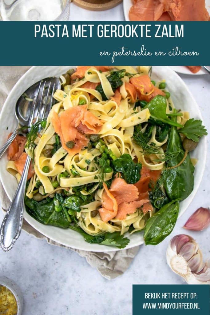 Pasta met gerookte zalm en gremolata - Mind Your Feed